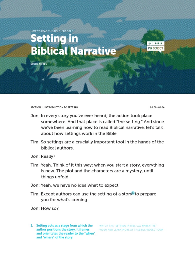 Setting in Biblical Narrative: How To Read The Bible: Episode 7 ...