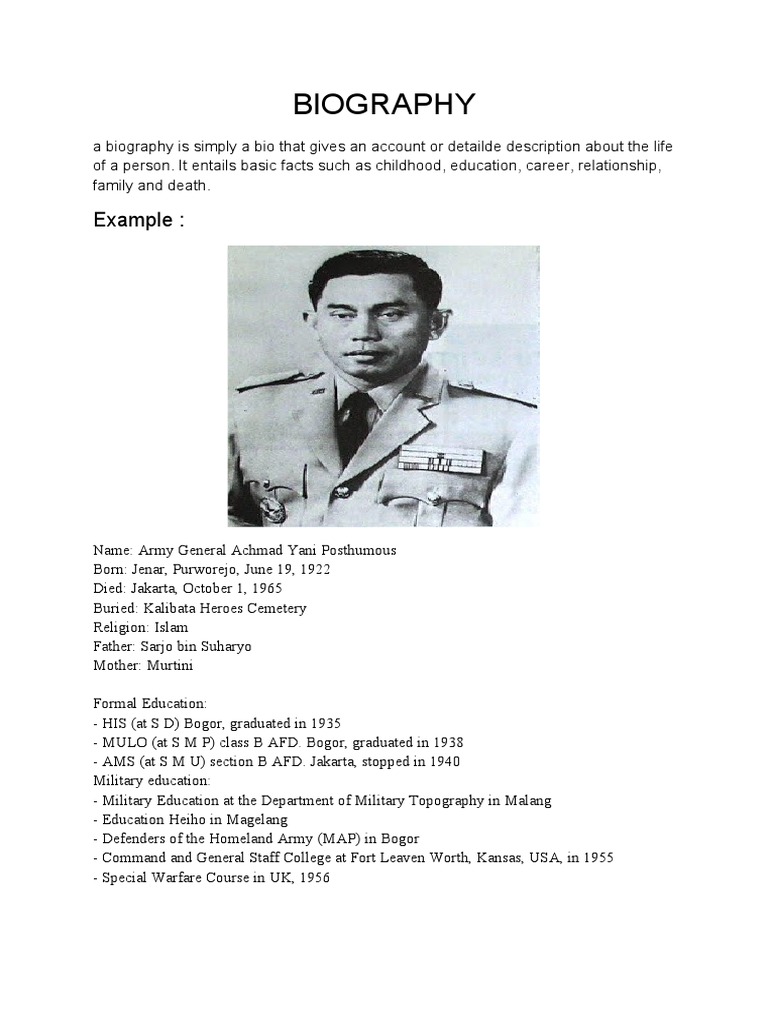Biography of Army General Achmad Yani: A Detailed Account of His Life ...