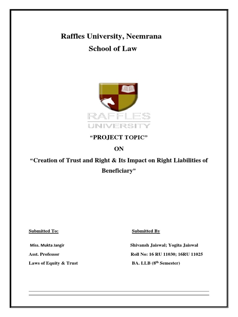 Creation of Trust and the Rights and Liabilities of Beneficiaries | PDF | Trust Law | Trustee
