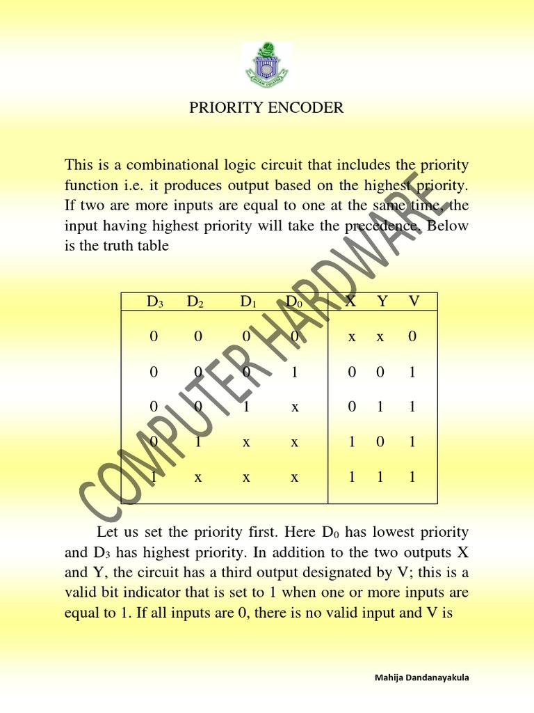 Priority Encoder | PDF | Theoretical Computer Science | Mathematical Logic