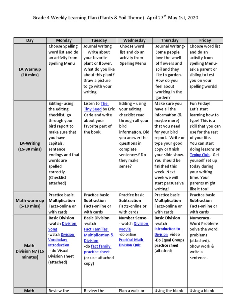 Grade 4 Learning Plan: Plants & Soil | PDF | Seed | Nature