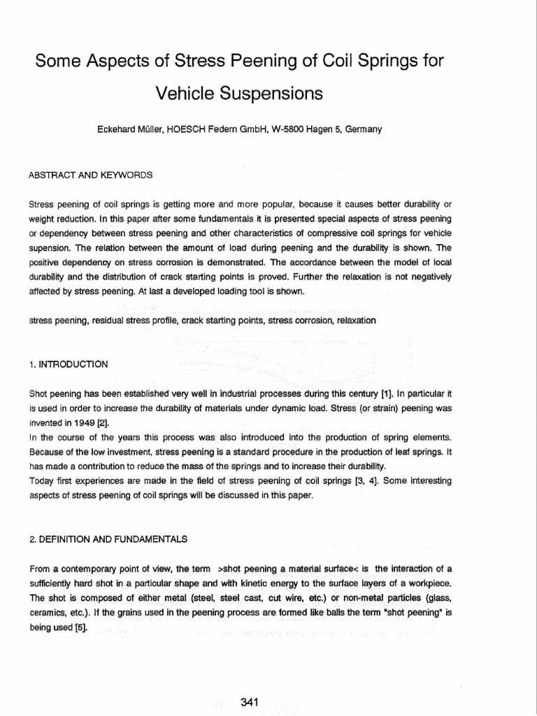 Some Aspects of Stress Peening of Coil Springs For Vehicle Suspensions ...