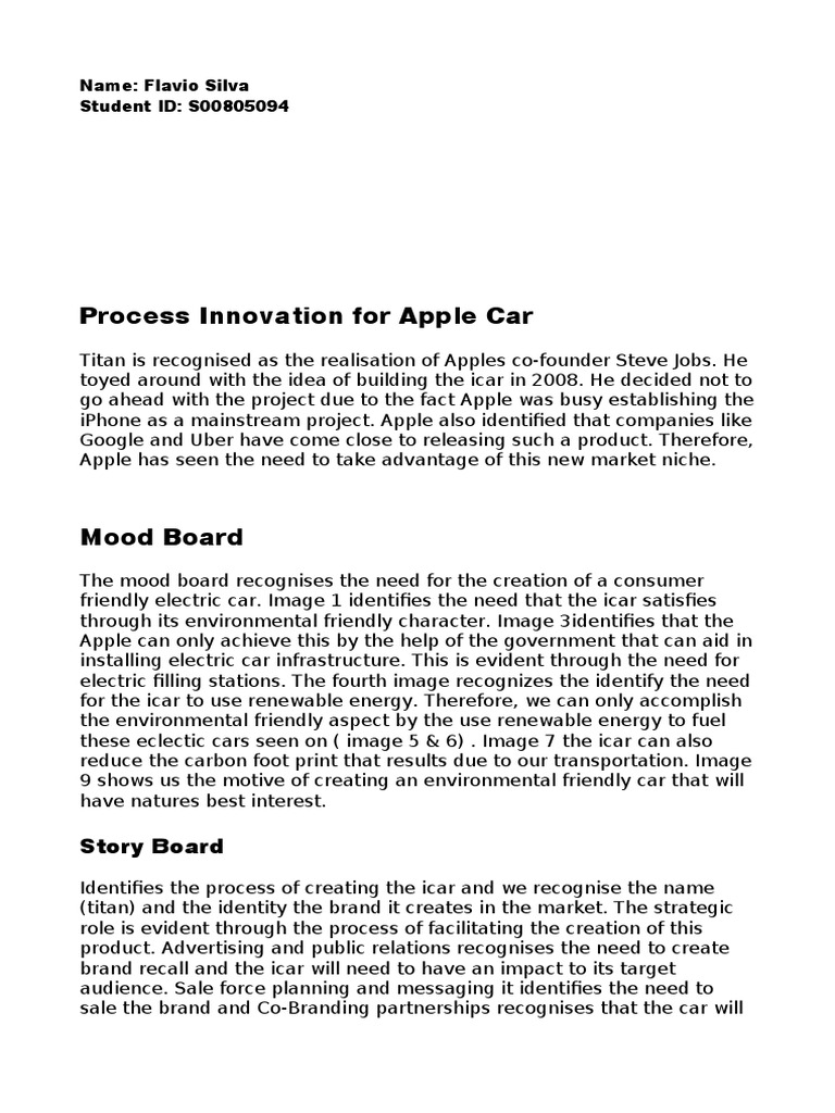 Process Innovation Apple Car | PDF