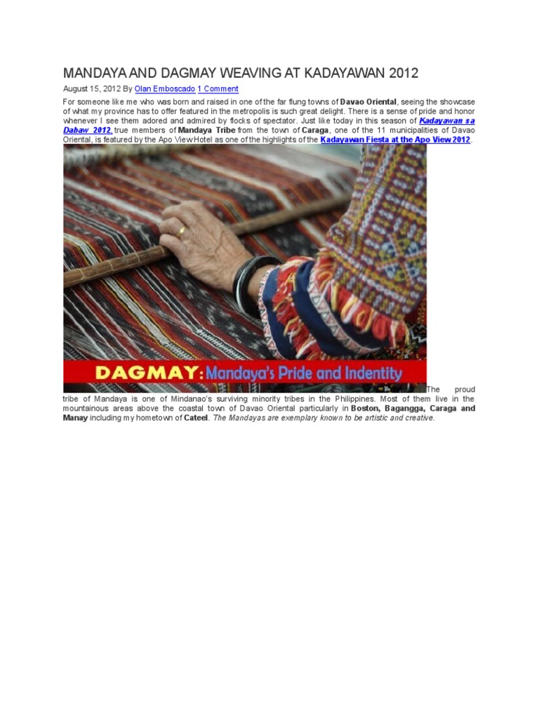 Celebrating the Proud Mandaya Tribe and their Intricate Dagmay Weaving ...