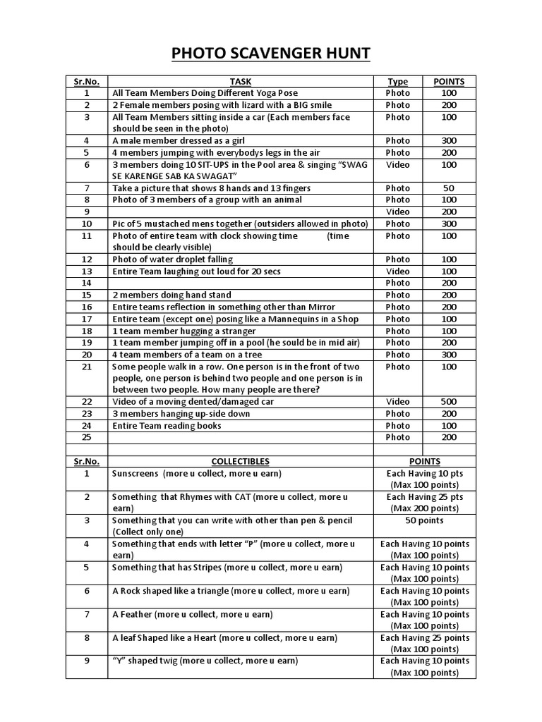 Photo Scavenger Hunt | PDF
