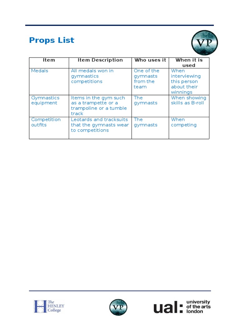 Props List | PDF