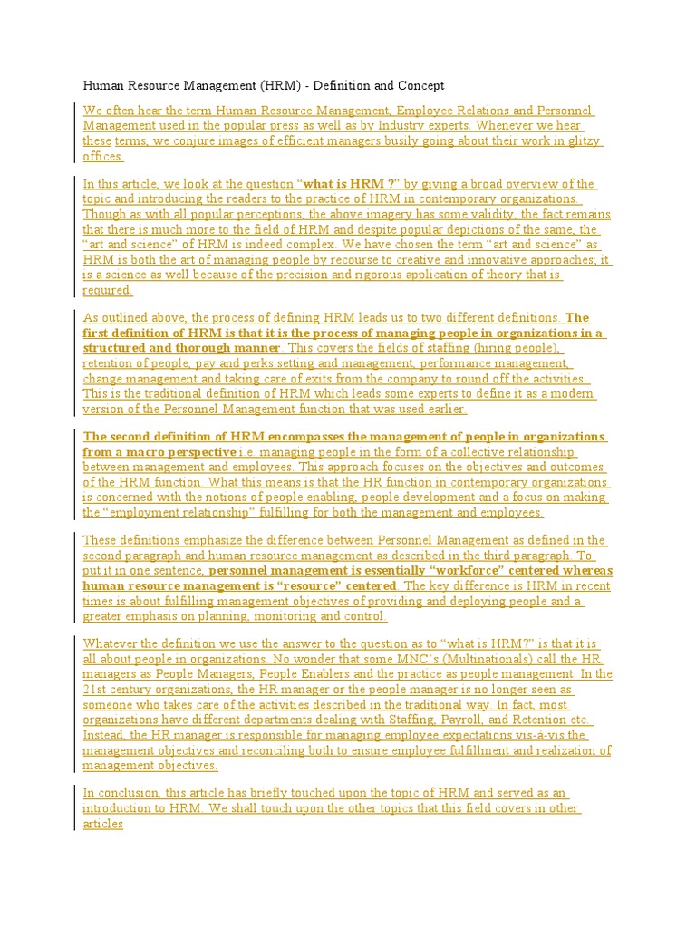 Article-Human Resources Theory Basics | PDF | Human Resource Management ...