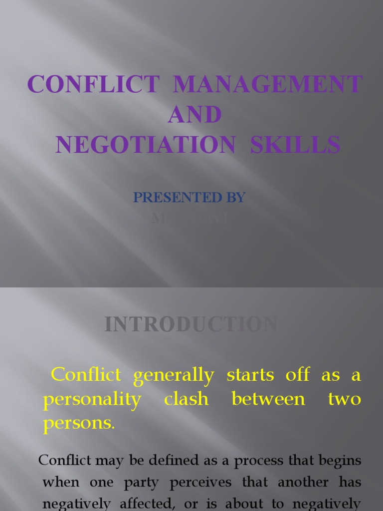 Conflict Management AND Negotiation Skills: Presented by | PDF ...