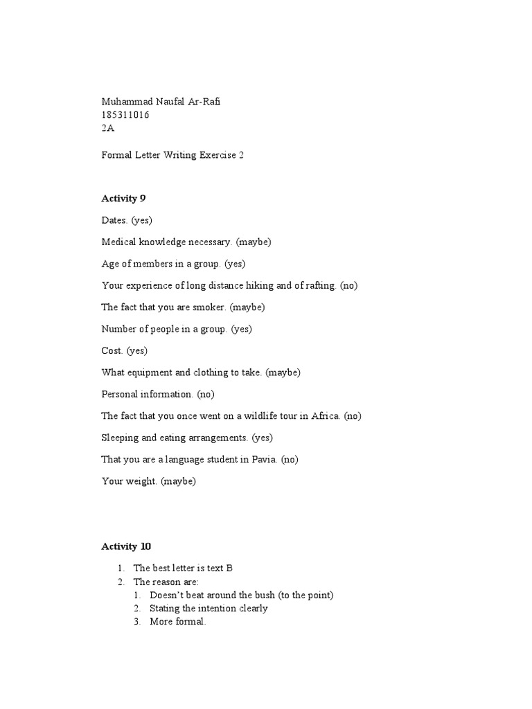 Formal Letter Writing Exercises and Feedback | PDF | Pro Forma | Business