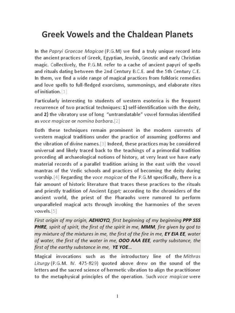 Greek Vowels and The Chaldean Planets PDF | PDF | Planets | Saturn