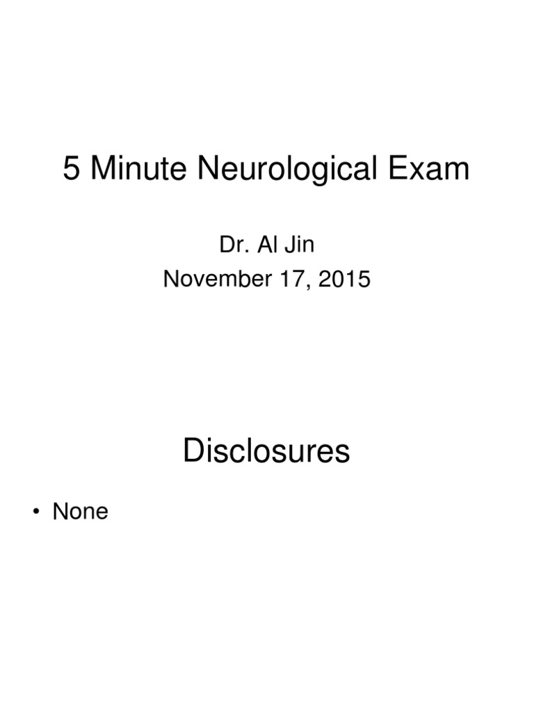 5 Minute Neurological Exam | PDF | Anatomical Terms Of Motion | Arm