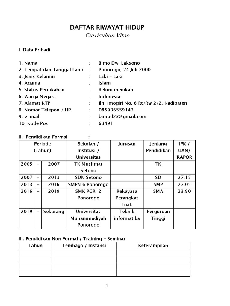 CV Bimo PDF | PDF
