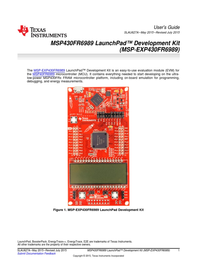 Msp430Fr6989 Launchpad™ Development Kit (MSP | PDF | Microcontroller | Integrated Development ...