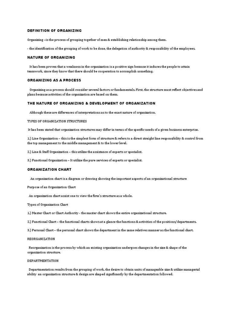 Definition of Organizing | PDF | Organizational Structure | Business
