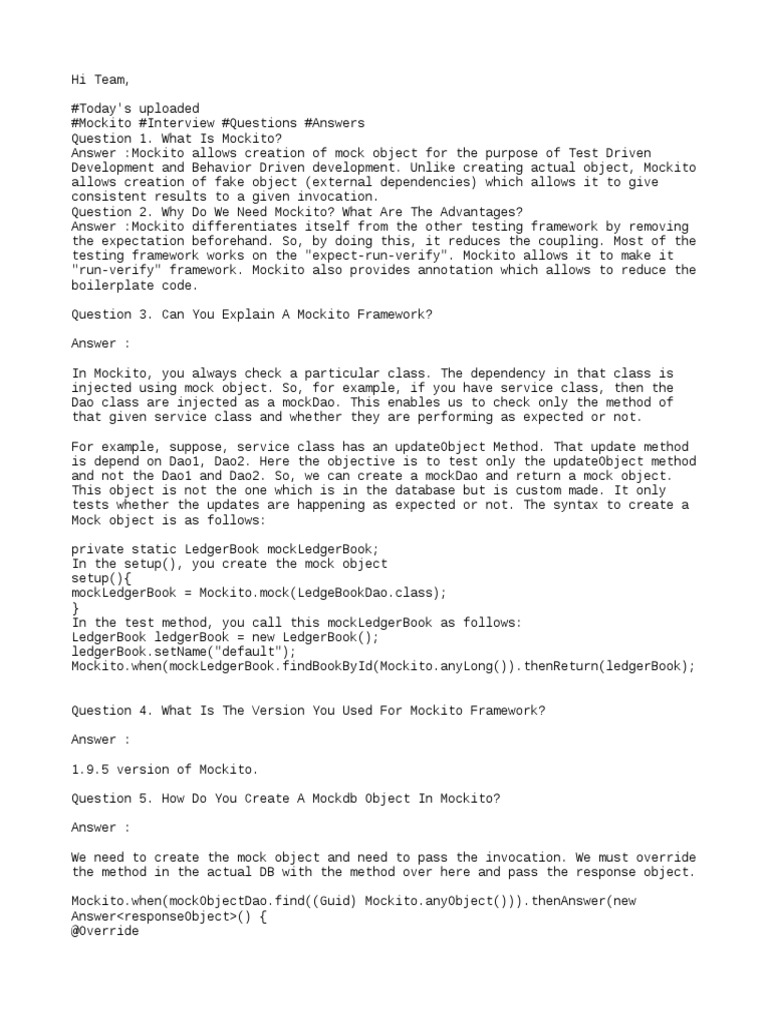 Mockito Interview Prep Guide | PDF | Method (Computer Programming ...