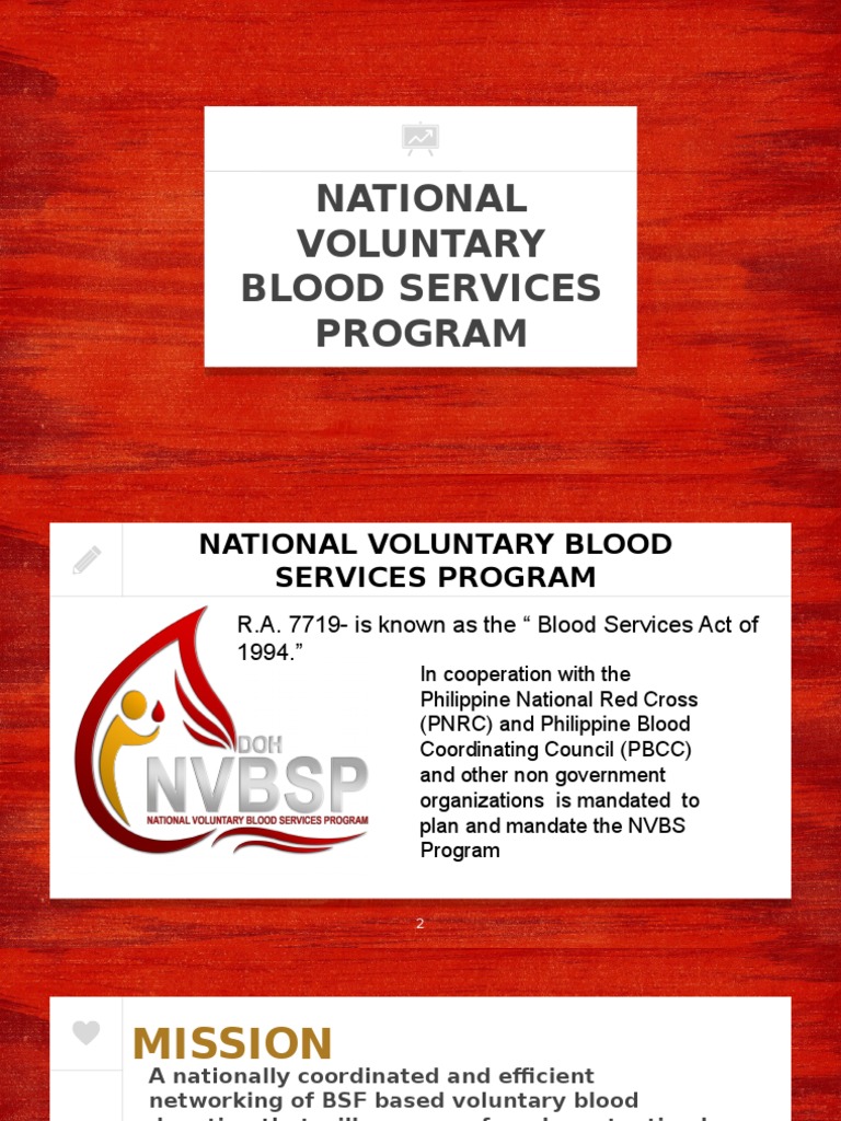 National Voluntary Blood Services Program | PDF