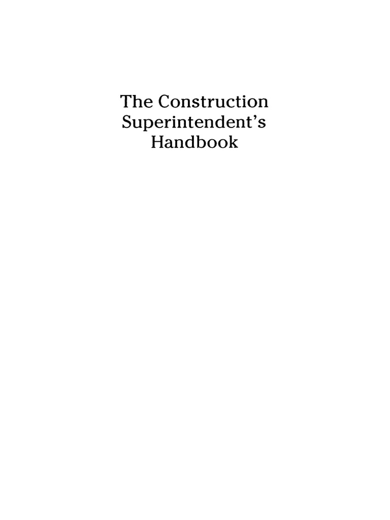 The Construction Superintendent's Handbook PDF | PDF | Economic Sectors ...