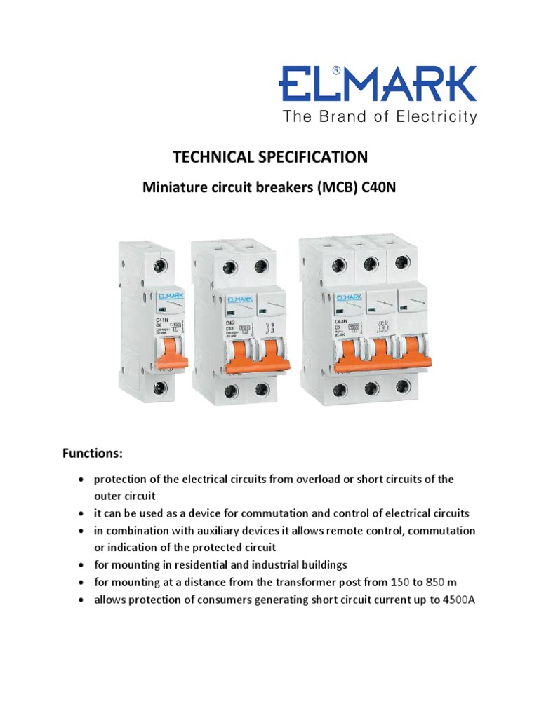 Technical Specification MCB c40n PDF | Download Free PDF | Power Supply ...
