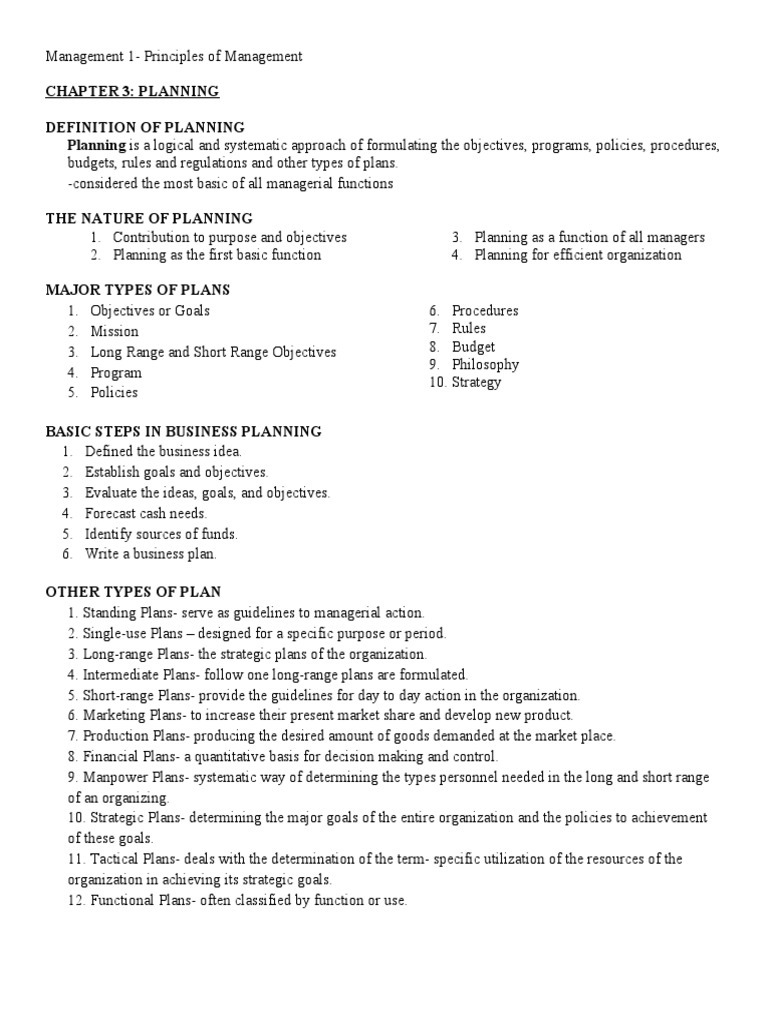 A Comprehensive Overview of Planning as a Managerial Function | PDF ...