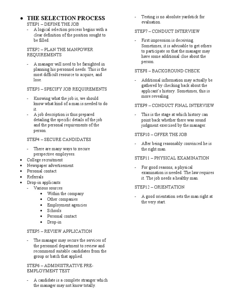 The Selection Process | PDF | Recruitment | Employment