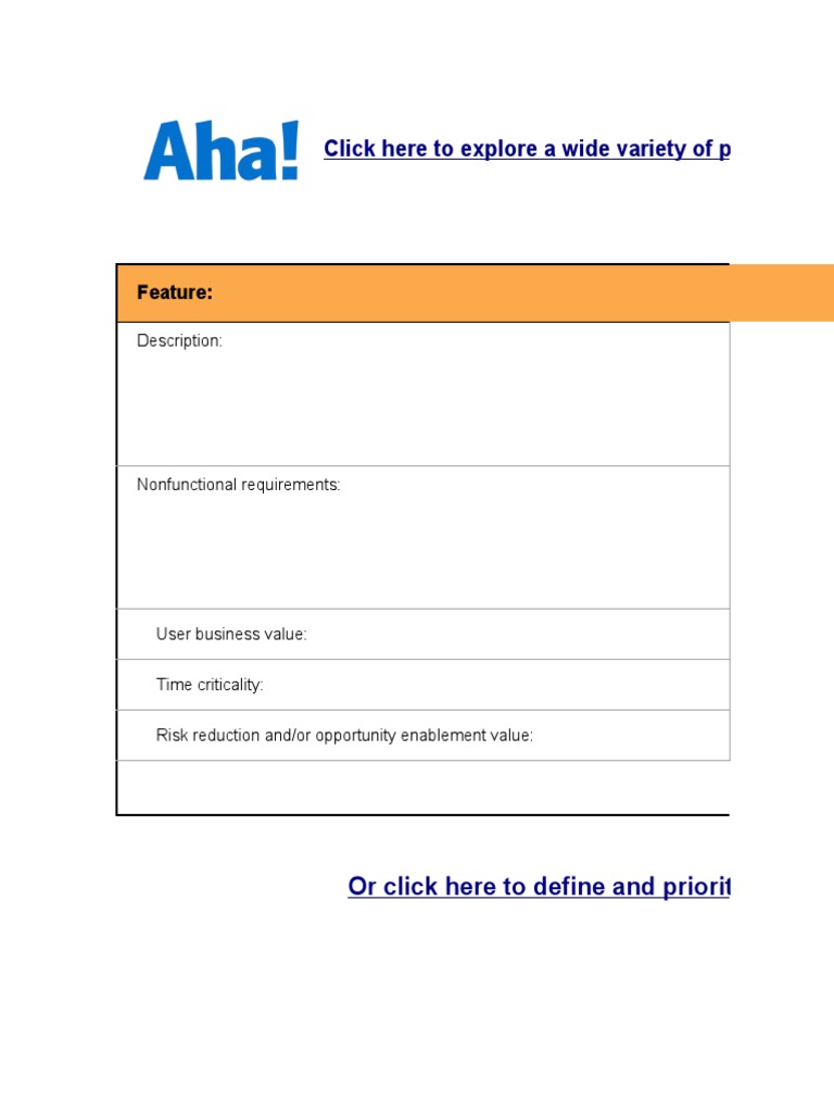 Click Here To Explore A Wide Variety of Product Templates in Aha! FREE ...
