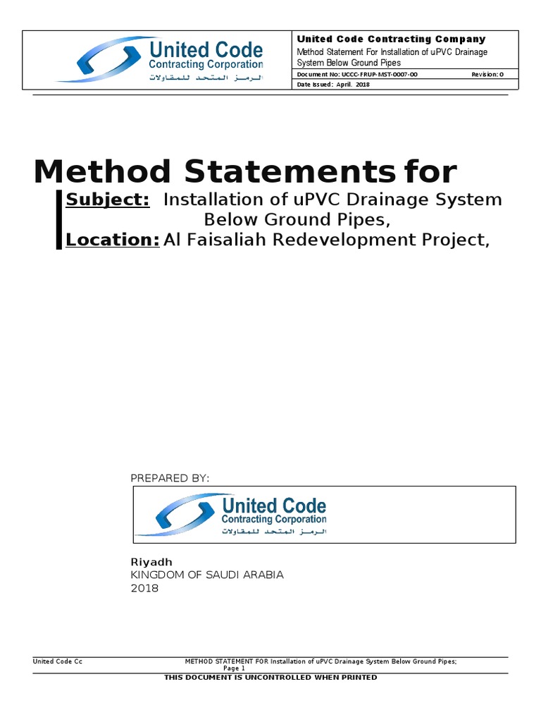 Installation of uPVC Drainage System | PDF | Polyvinyl Chloride | Pipe ...