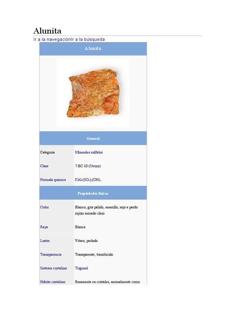Alunita | PDF | Minerales | Materiales naturales