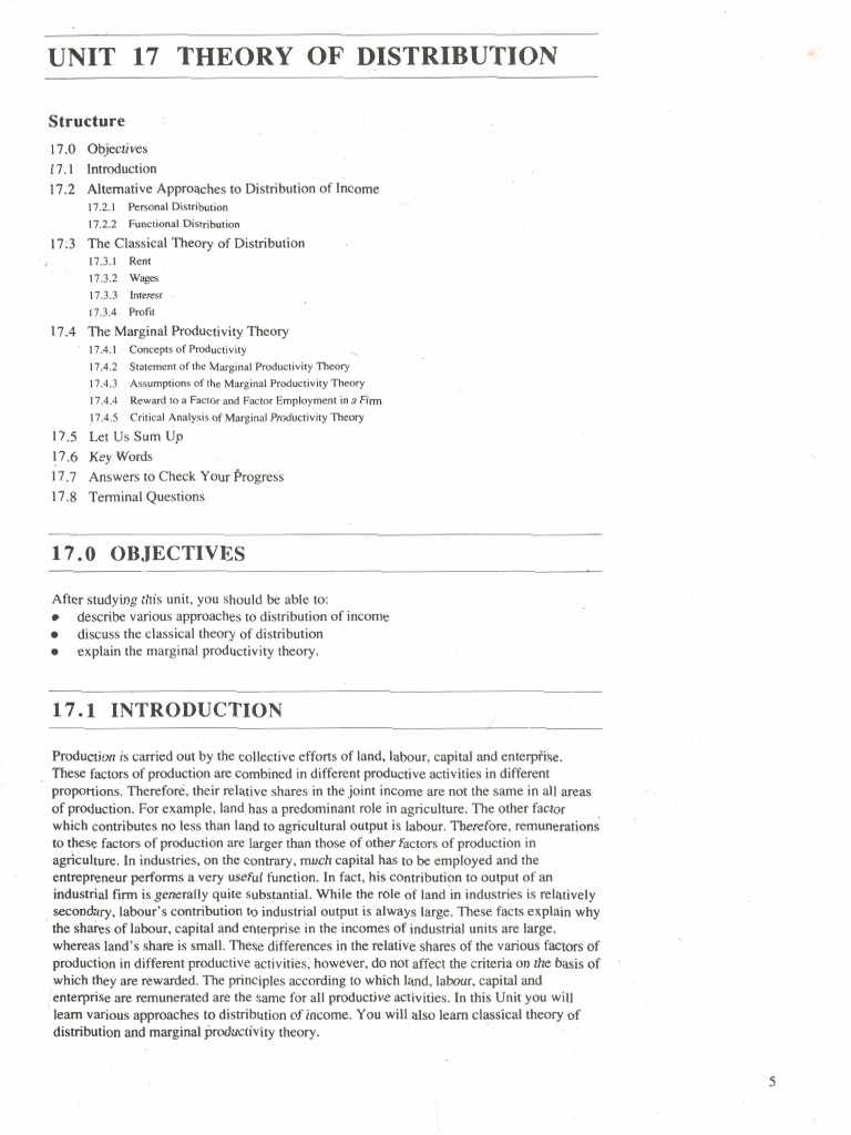 Theory of Distribution | PDF | Labour Economics | Supply (Economics)