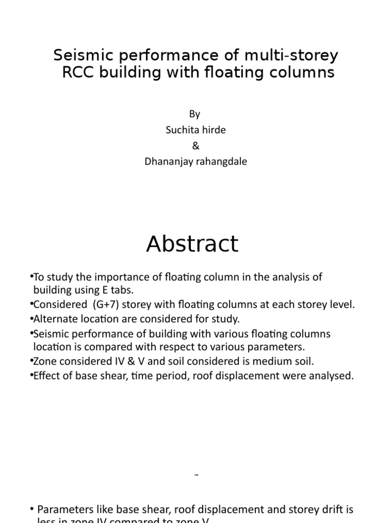 Seismic Performance of Multi-Storey RCC Building With Floating Columns ...
