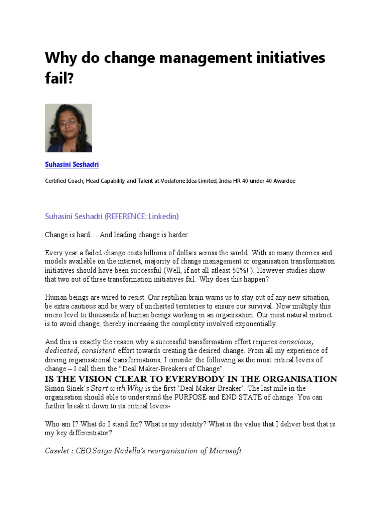 Reasons Change Management Fails | PDF | Airlines | Microsoft
