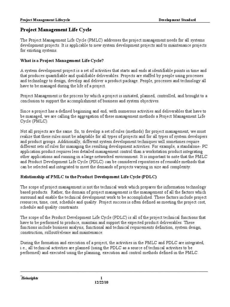 PMLC | PDF | Project Management | Product Lifecycle