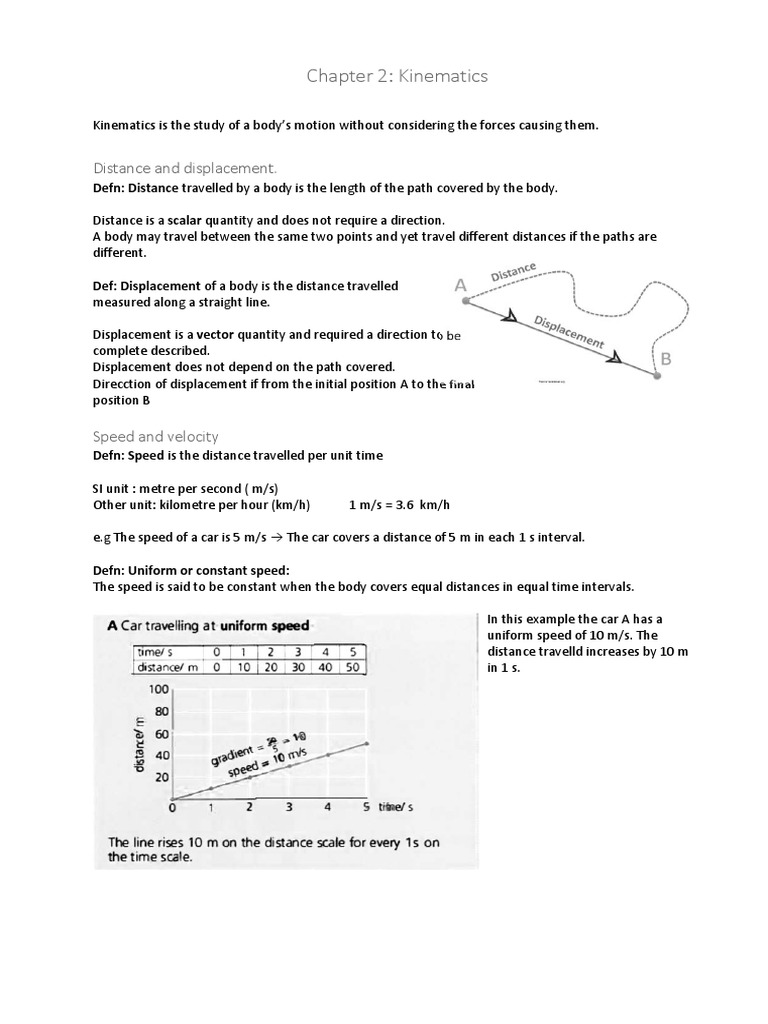 Chapter 2: Kinematics: Distance and Displacement | PDF | Acceleration ...