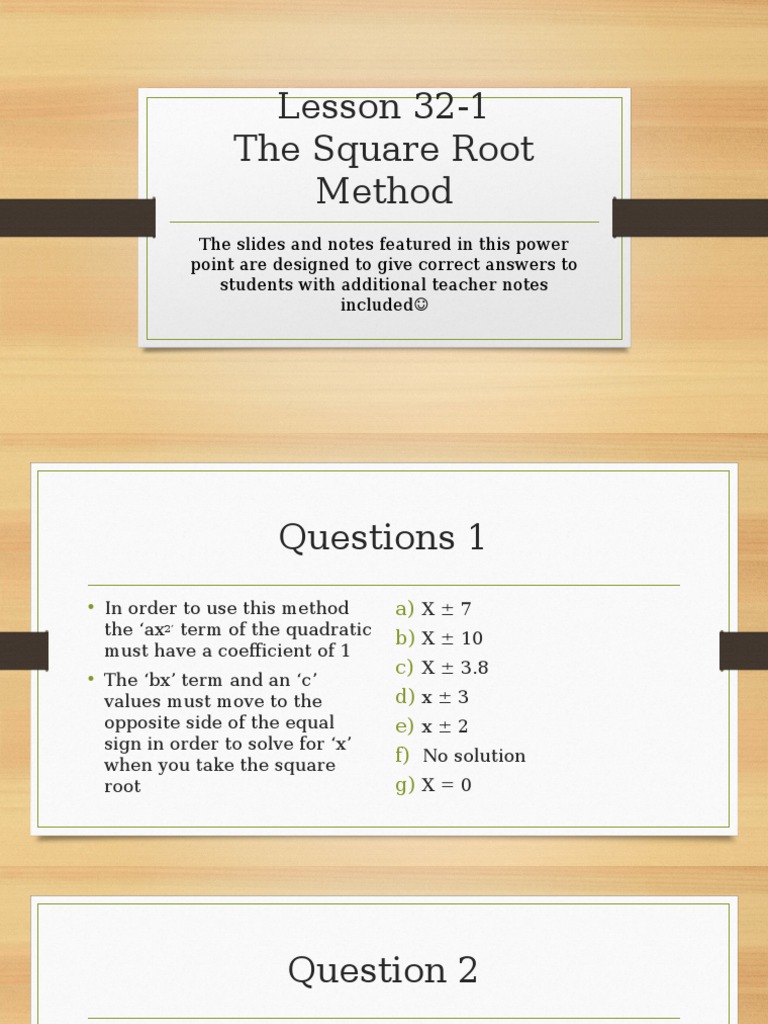 PP 32-1 Square Root Method | PDF
