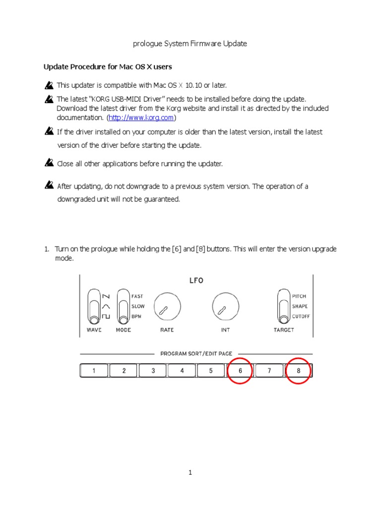 Prologue System Firmware Update: Update Procedure For Mac OS X Users ...