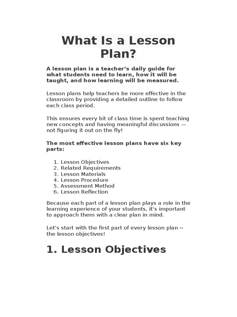 What Is A Lesson Plan? | Download Free PDF | Lesson Plan | Goal