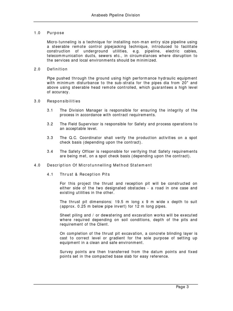 Thrust Boring-Quality Plan | PDF | Tunnel | Pipe (Fluid Conveyance)