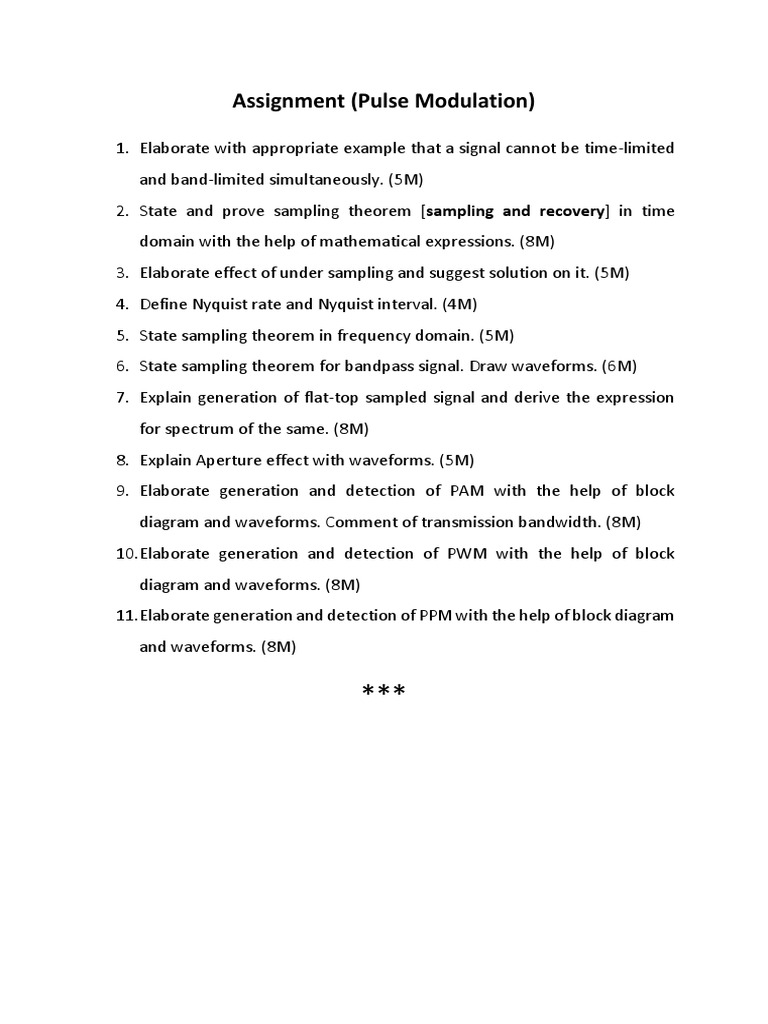 Assignment Pulse Modulation | PDF