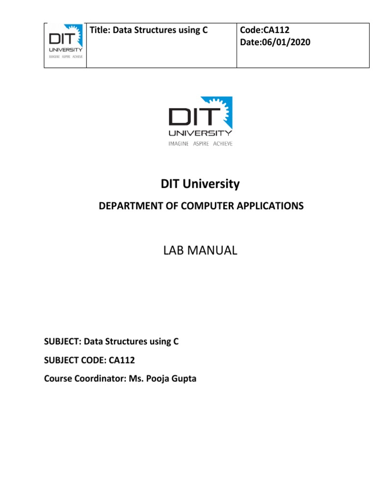 DIT University: Lab Manual | PDF