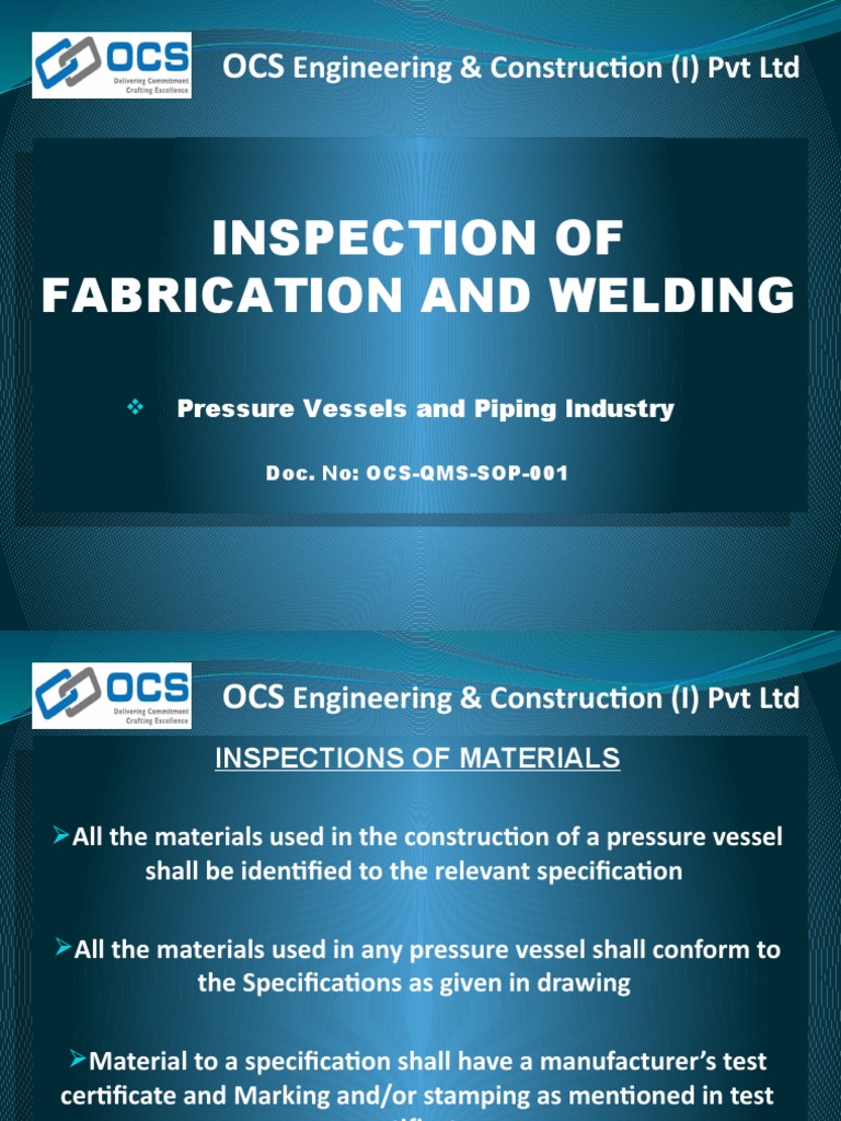 Inspection For Fabrication & Welding | PDF | Nondestructive Testing ...