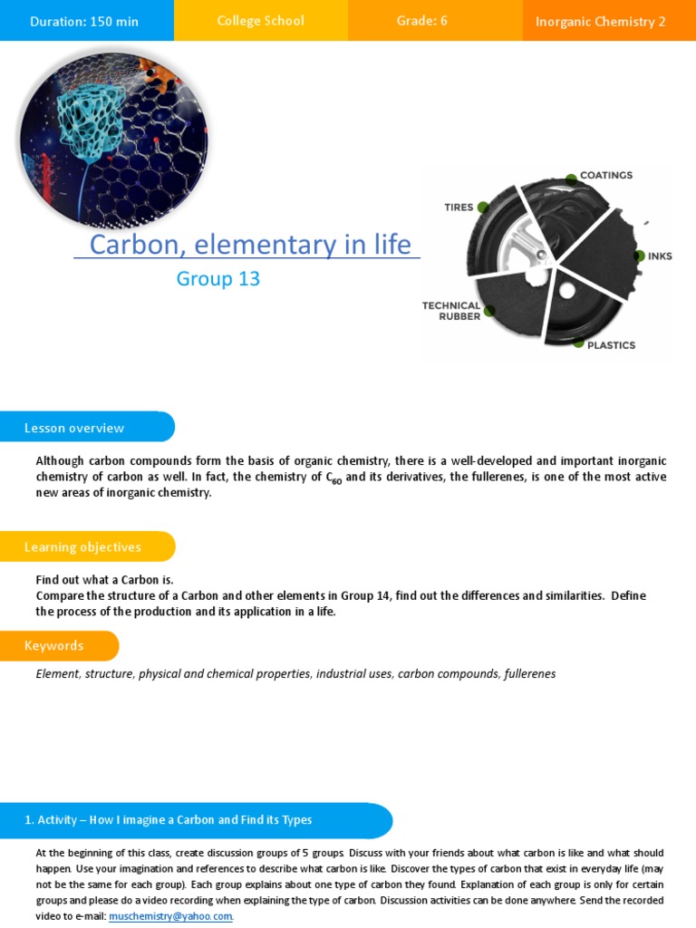 Carbon, Elementary in Life: Duration: 150 Min College School Grade: 6 ...