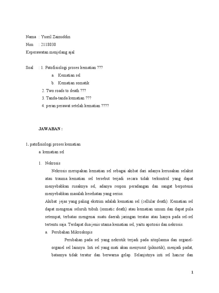 Bab I Kematian Sel Dan Kematian Somatik Pdf