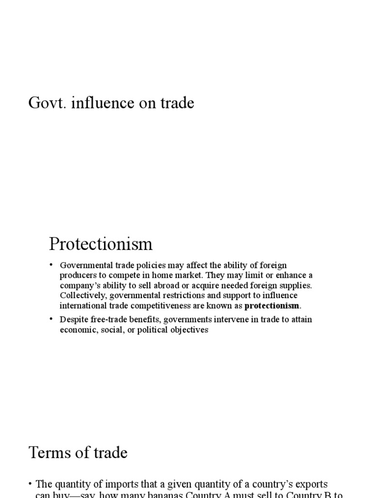 Govt Influence On Trade-1 | PDF | Tariff | Non Tariff Barriers To Trade