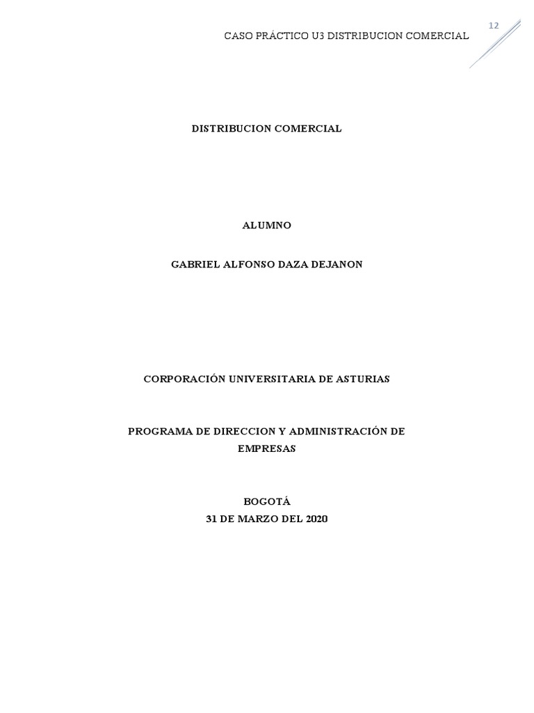 Caso Practico U3 Distribucion Comercial | PDF | Economias | Business