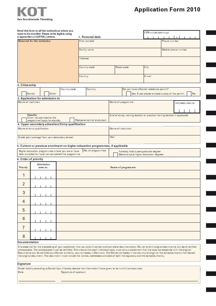 KOT Application Form Part 1 2010 | PDF | Signature | University And ...
