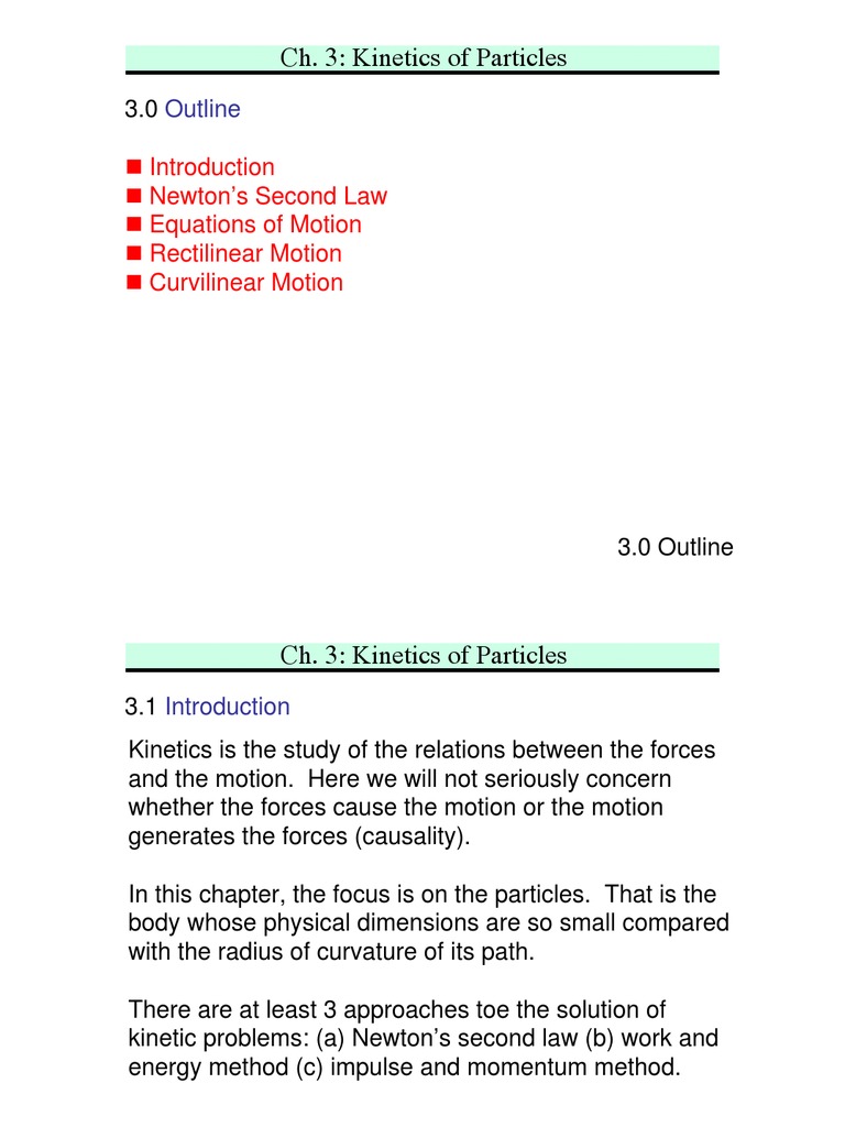 Kinetics of Particles | PDF | Equations Of Motion | Force