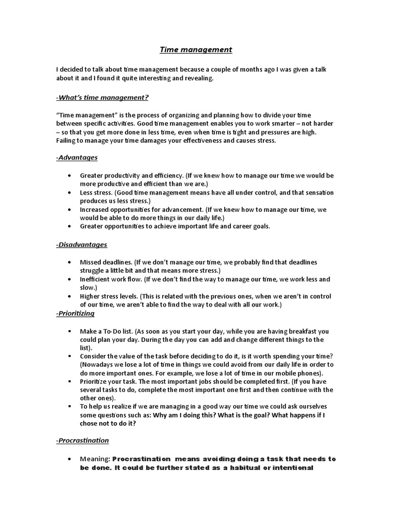 Time Management Tips & Pitfalls | PDF | Time Management | Professional ...