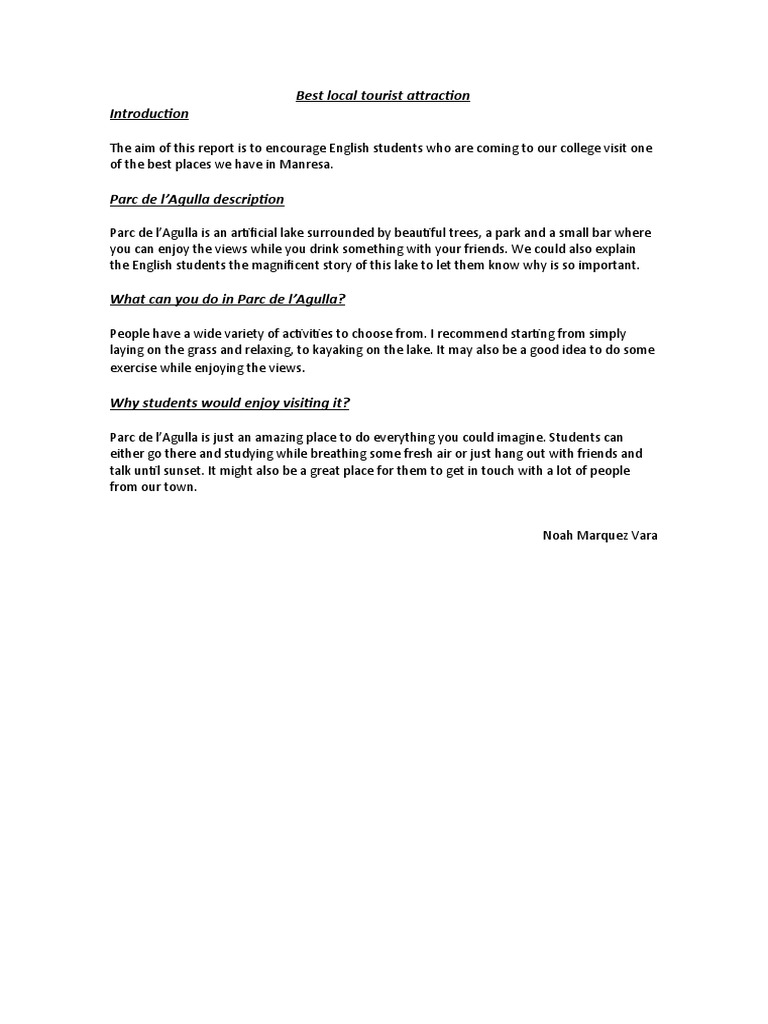 Best Local Tourist attraction-REPORT | PDF