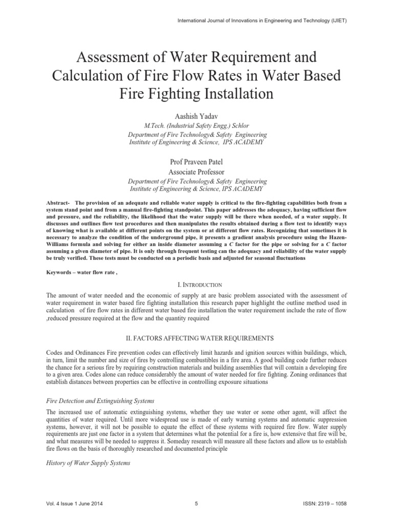 Calculation of Fire Flow | PDF | Water | Fires