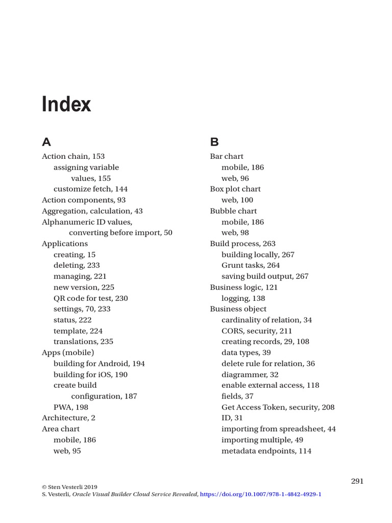 Index: © Sten Vesterli 2019 S. Vesterli, Oracle Visual Builder Cloud ...