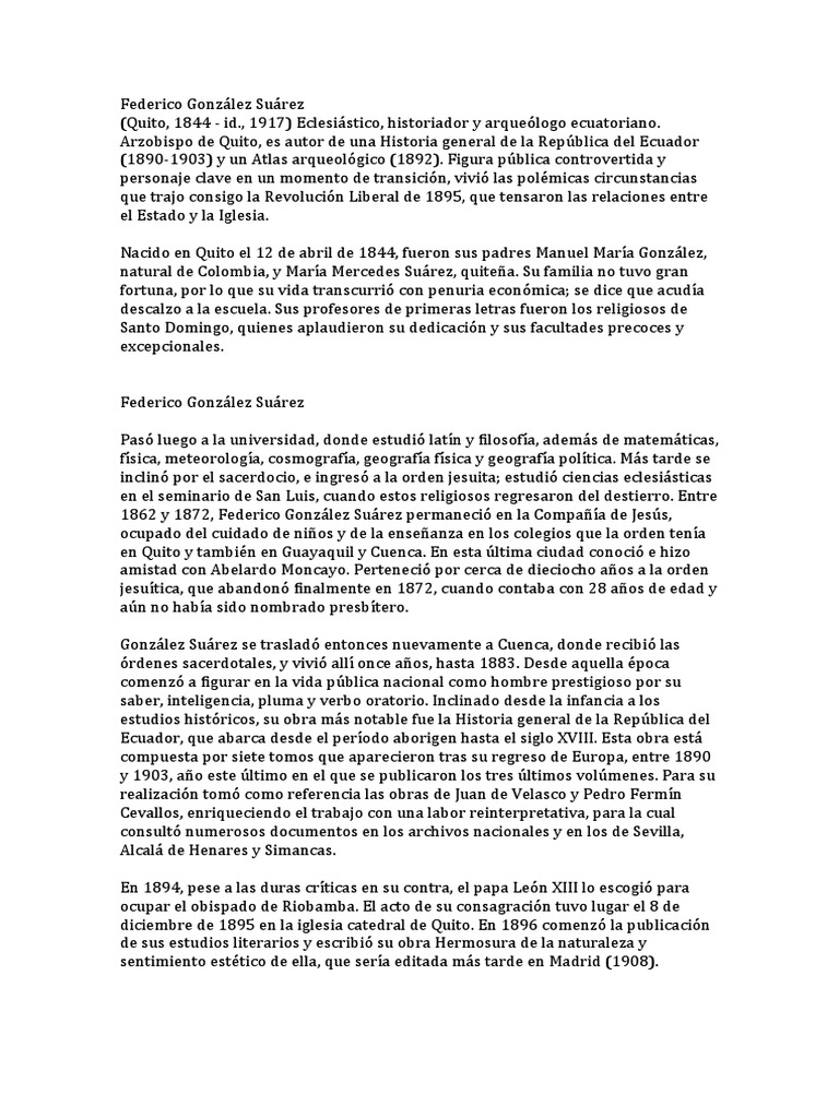 Aportes de Federico González Suárez a la Historia | PDF | Ecuador